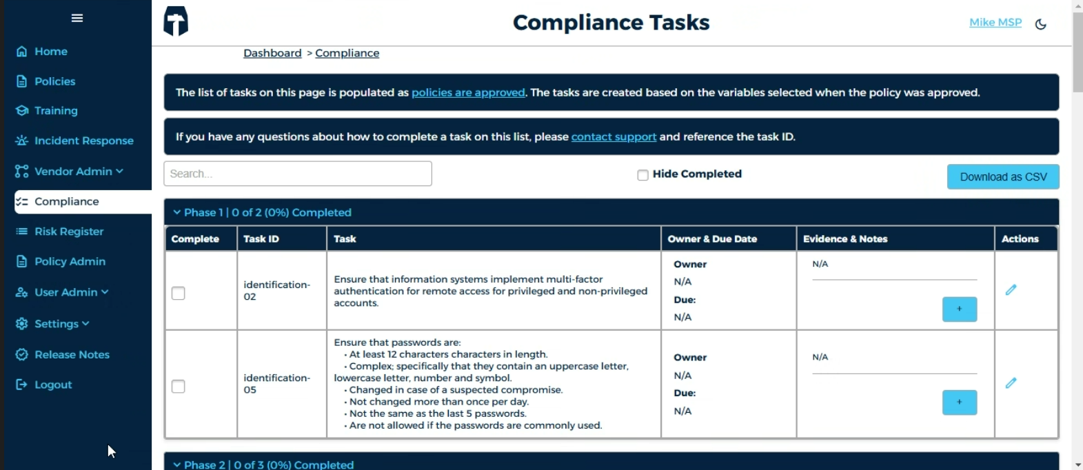 User Guides | Walkthrough – Blacksmith Infosec | Compliance-as-a-Service for MSPs