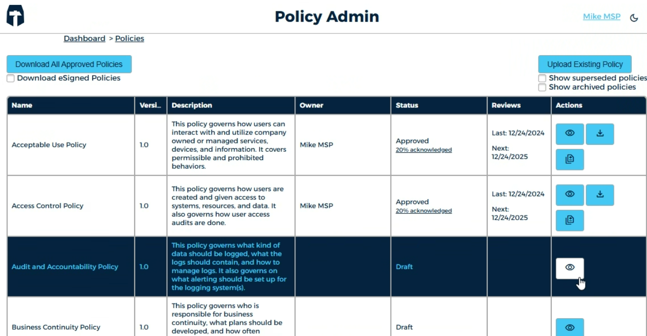 User Guides | Walkthrough – Blacksmith Infosec | Compliance-as-a-Service for MSPs